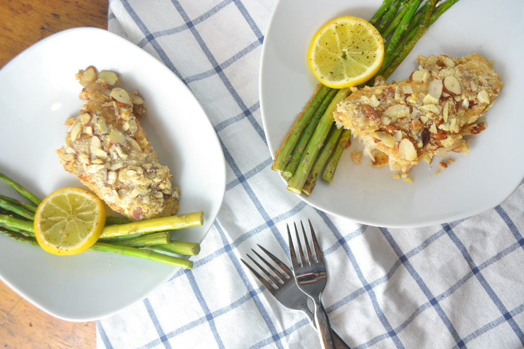Sheet Pan Snapper Amandine + Asparagus (Whole30 + Paleo) - Fridge to Fork