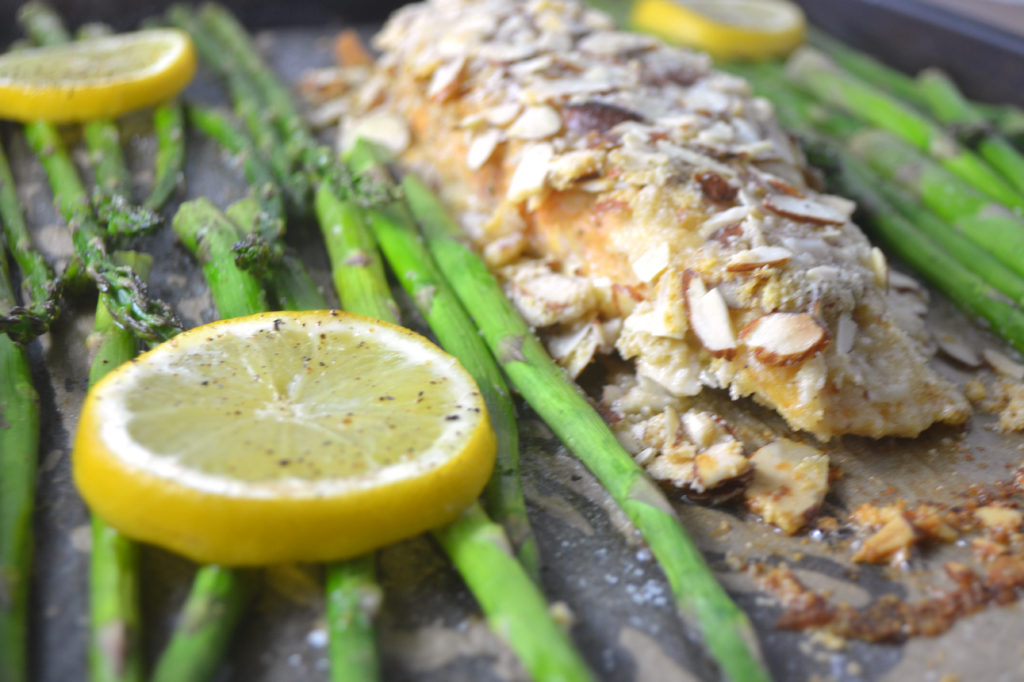 Sheet Pan Snapper Amandine + Asparagus (Whole30 + Paleo) - Fridge to Fork
